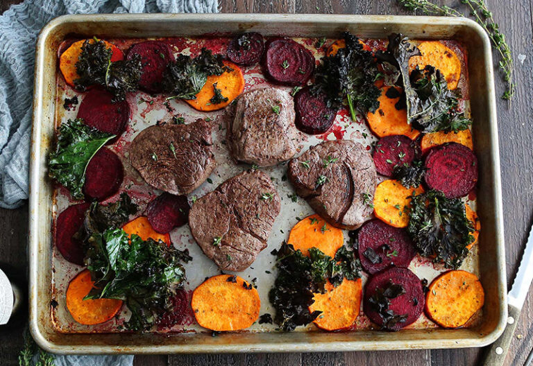One-Pan Beef Filet with Beets, Sweet Potato and Crispy Kale | Heinen's ...