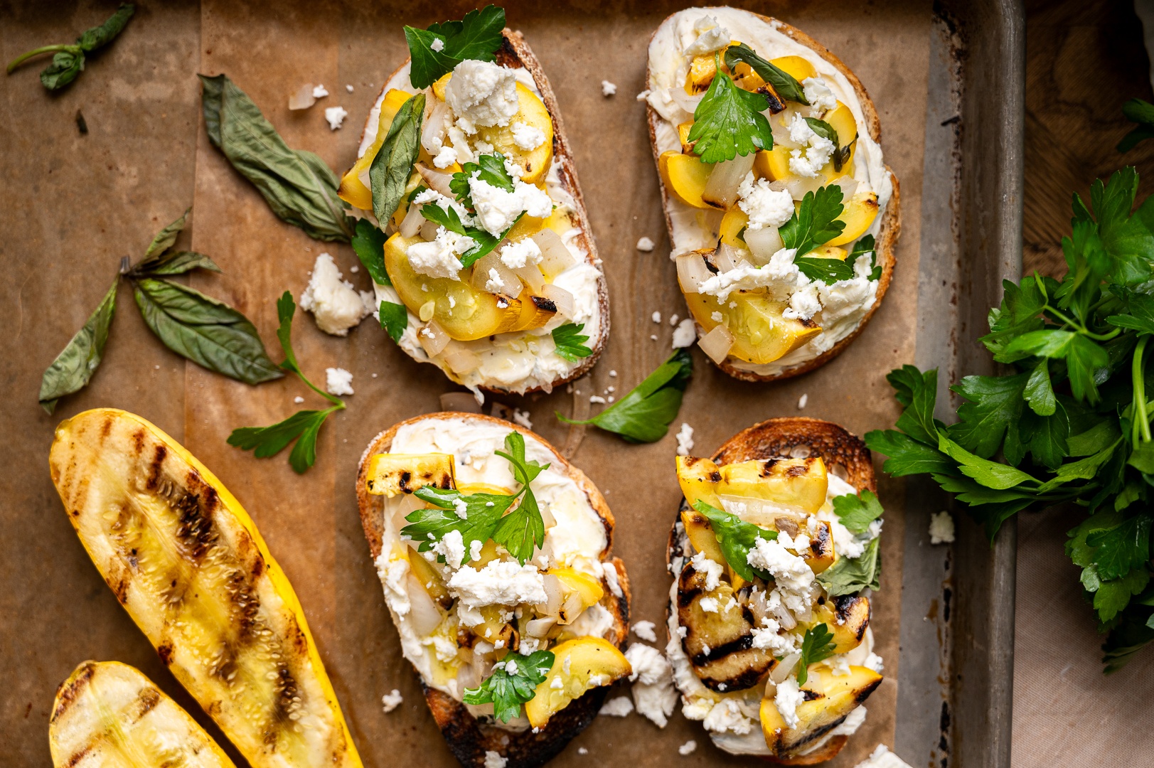 Yellow Squash and Feta Grilled Toast | Heinen's Grocery Store