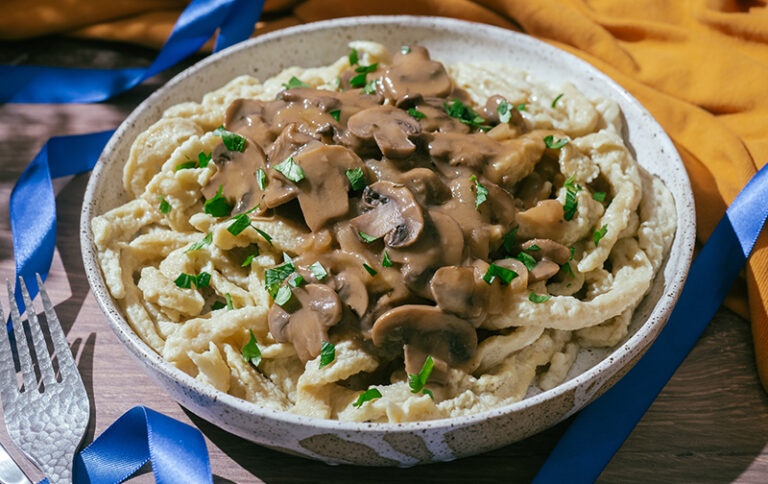 Spaetzle with Mushroom Gravy | Heinen's Grocery Store