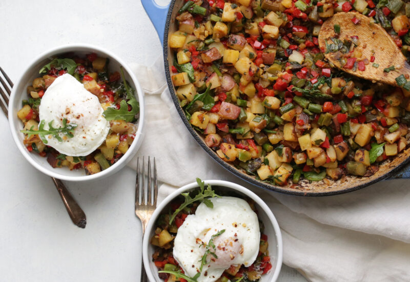 Poached Eggs and Spring Vegetable Hash | Heinen's Grocery Store