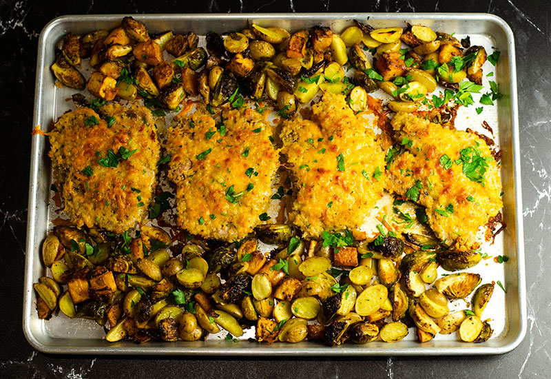 Sheet Pan Crispy Cheddar Pork Chops | Heinen's Grocery Store