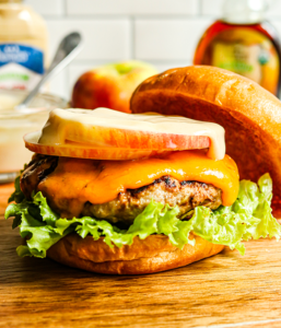 Apple Cheddar Turkey Burger with Maple Dijon Mayo | Heinen's Grocery Store